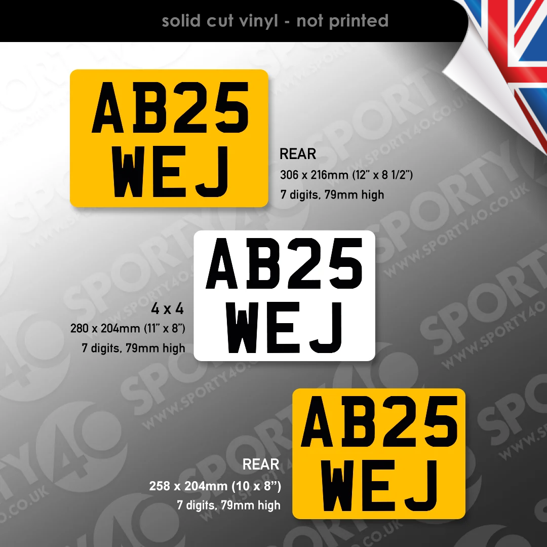 4x4 / Rear Vinyl Show Number Plate Sticker