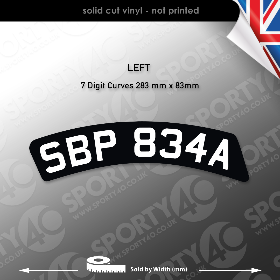 Self-Adhesive Classic Motorbike Curved Vinyl Number Plate Sticker