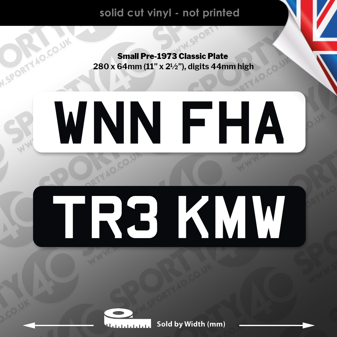 Self-Adhesive Small Classic car Vinyl Number / Track Plate Sticker