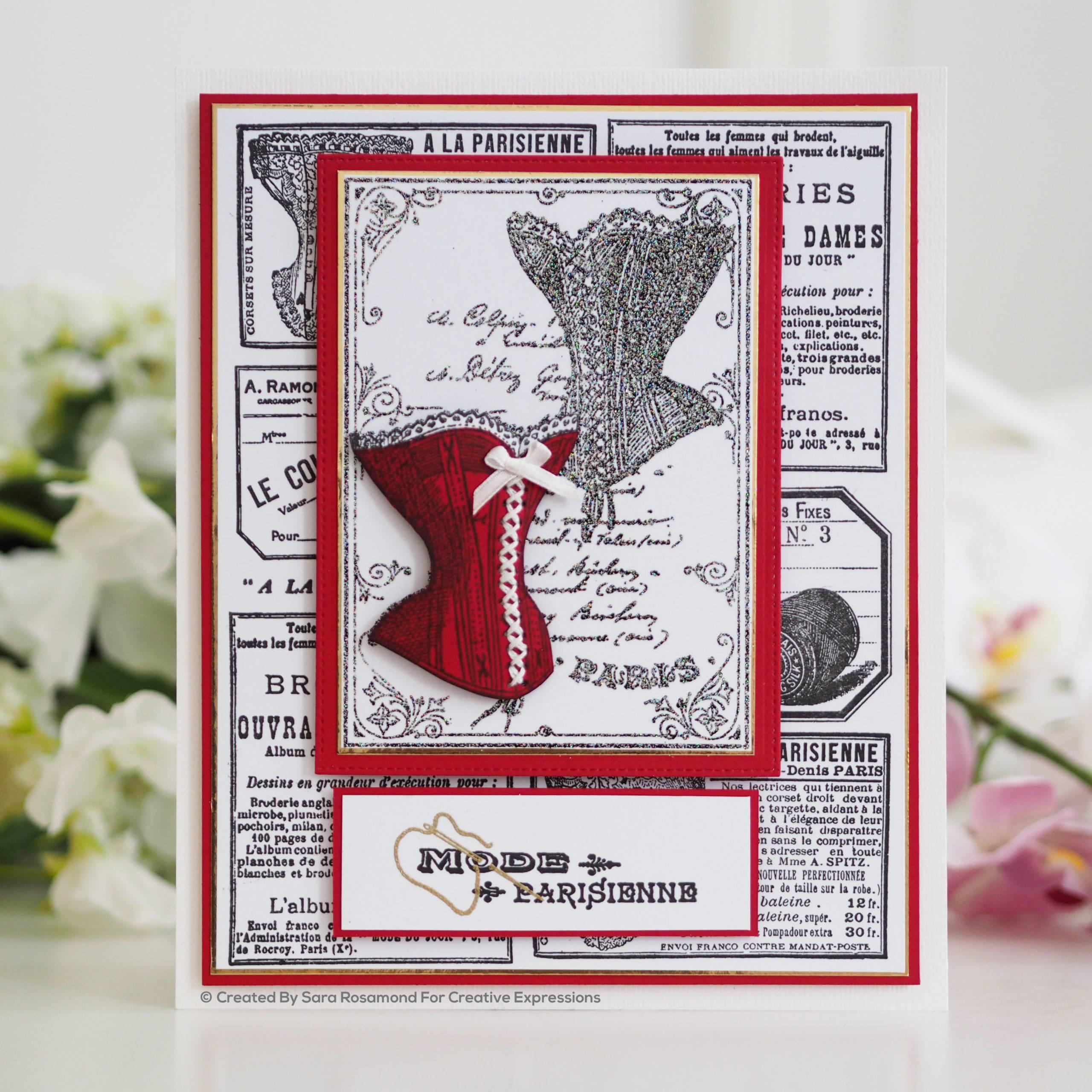 Creative Expressions Sam Poole La Mode 6 in x 4 in Pre Cut Rubber Stamp