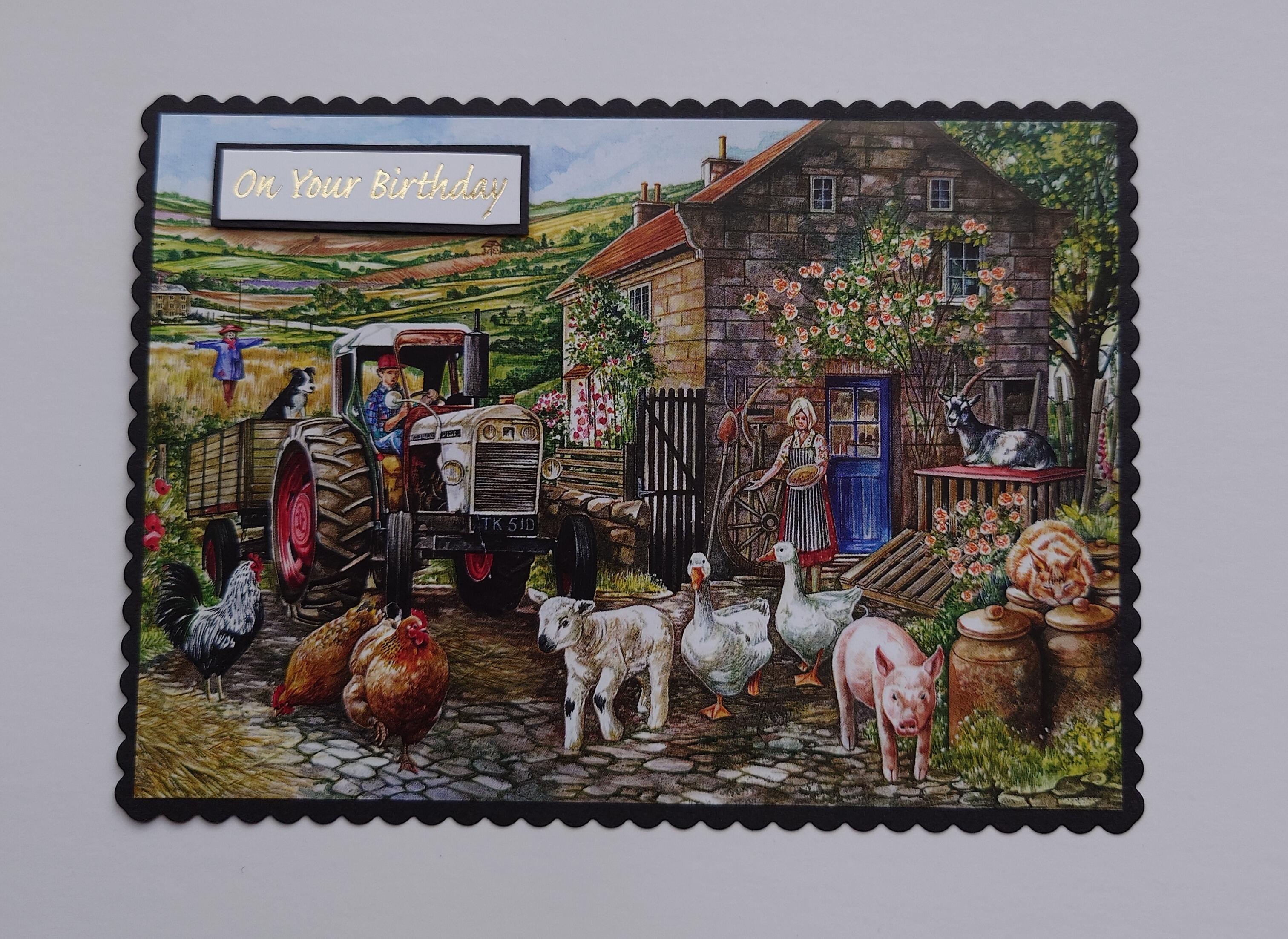On Your Birthday Farm Animals Tractor Farmhouse Handmade Card Topper