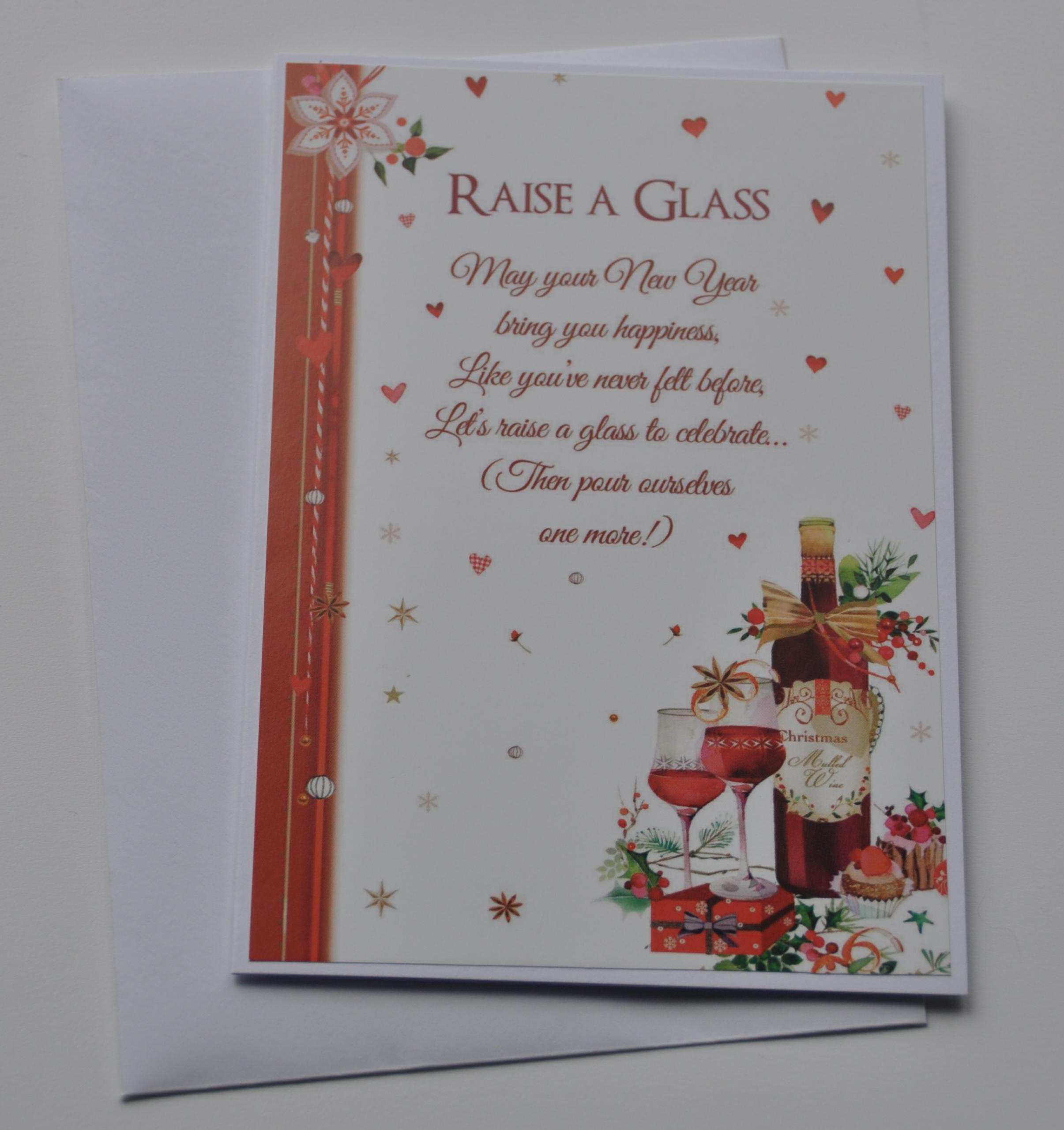 Handmade Christmas Card - Raise A Glass Poem