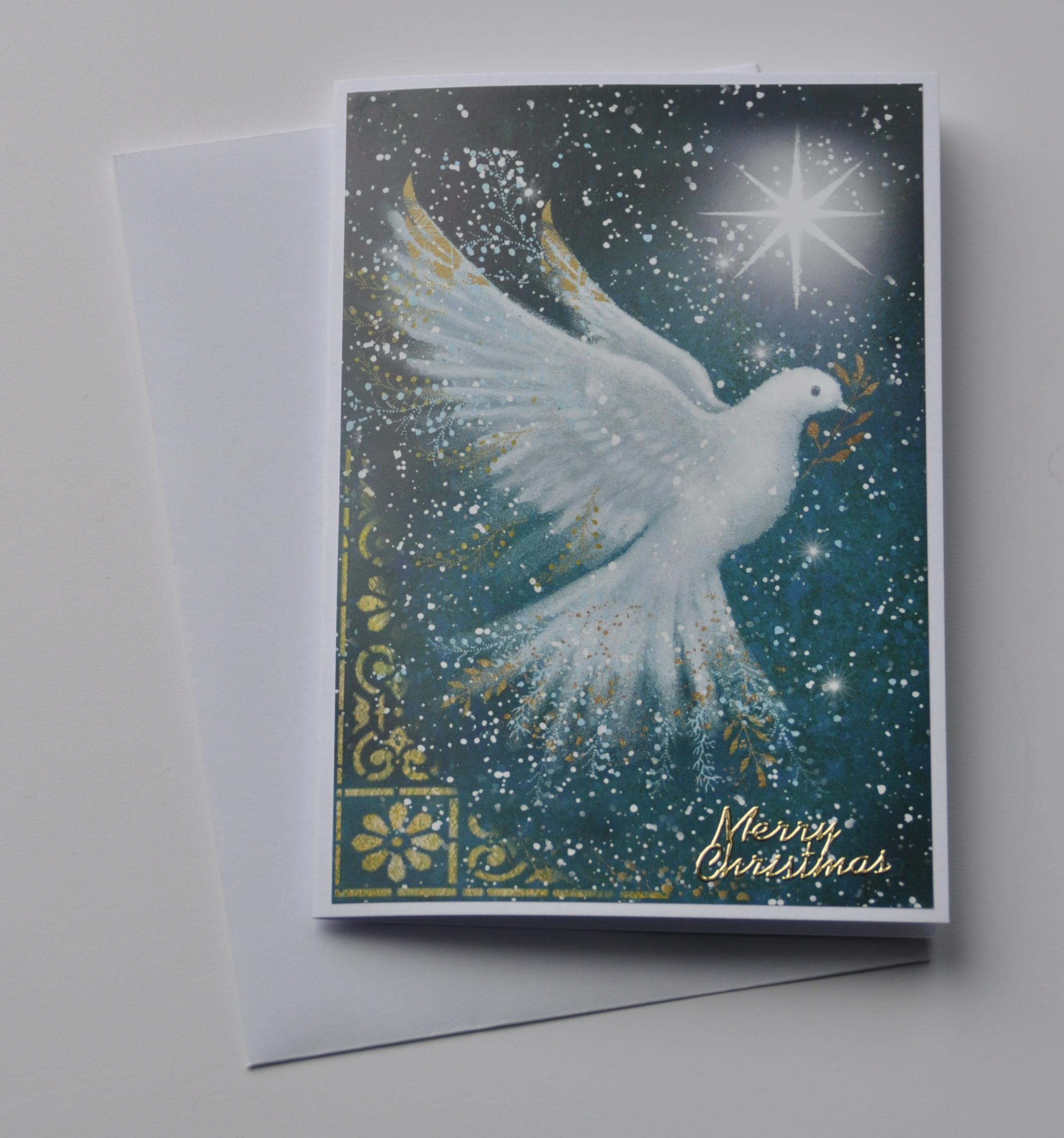Handmade Christmas Card - Dove Peace Merry Christmas
