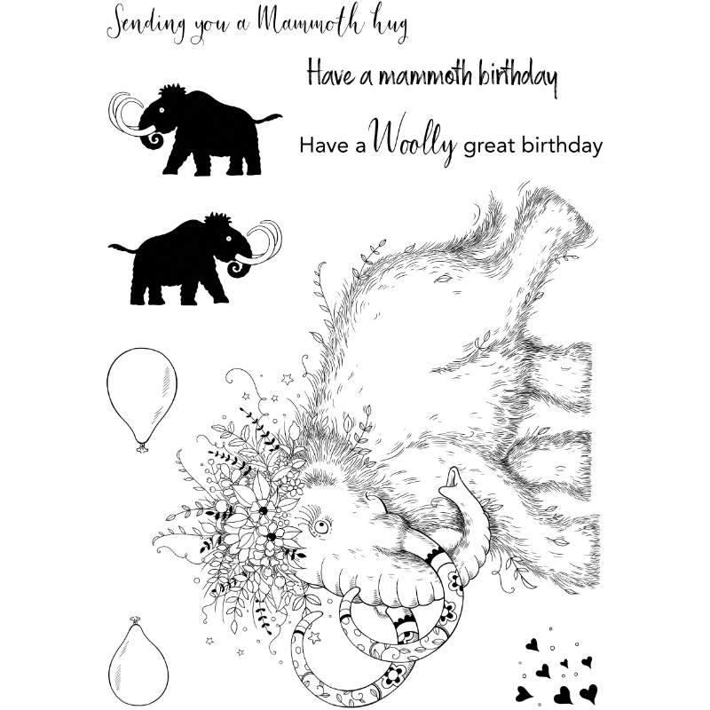 Pink Ink Designs Mammoth Hugs 6 in x 8 in Clear Stamp Set