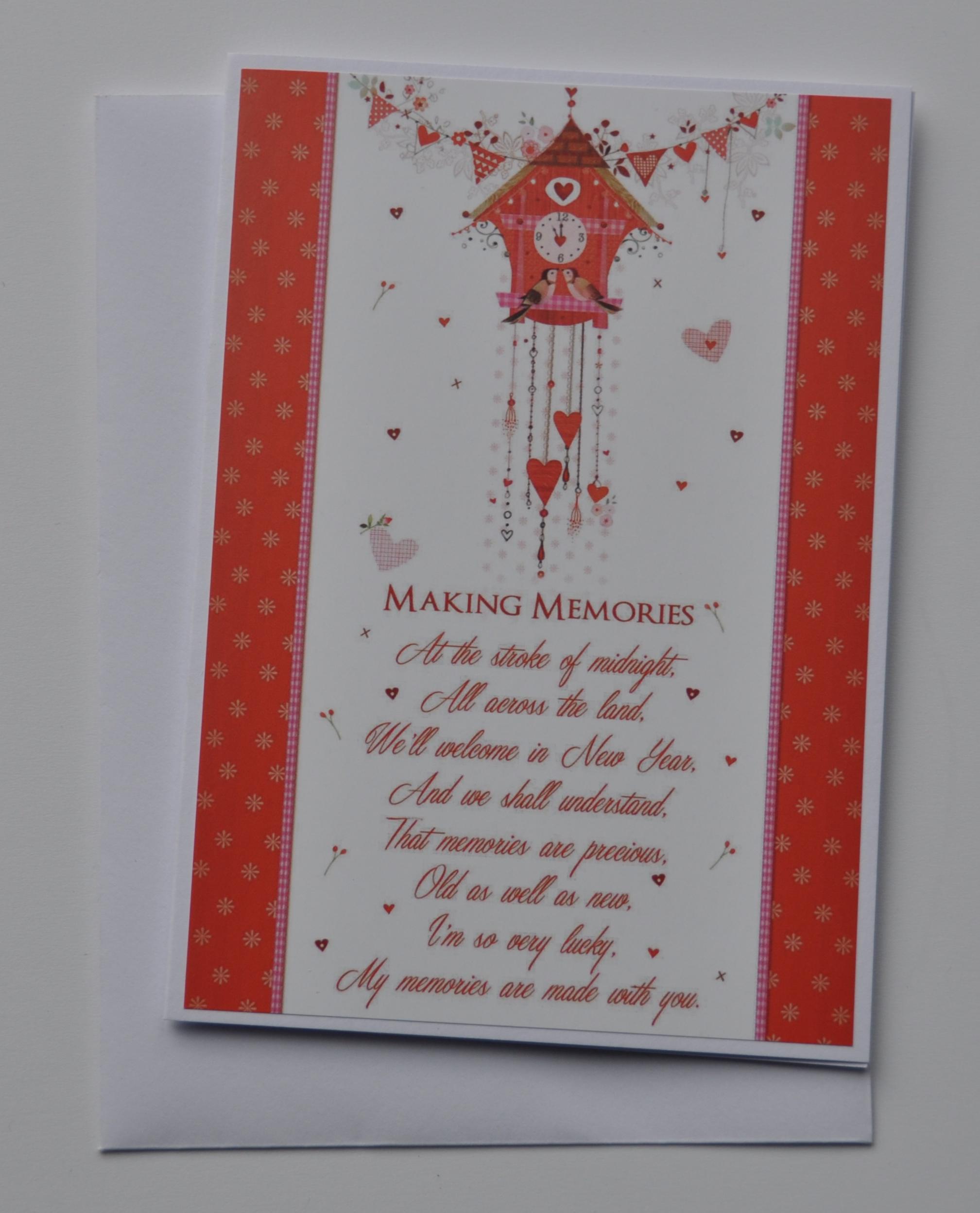 Handmade Christmas Card - Making Memories Poem