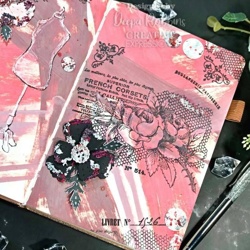 Creative Expressions Sam Poole French Rose 4 in x 6 in Clear Stamp Set