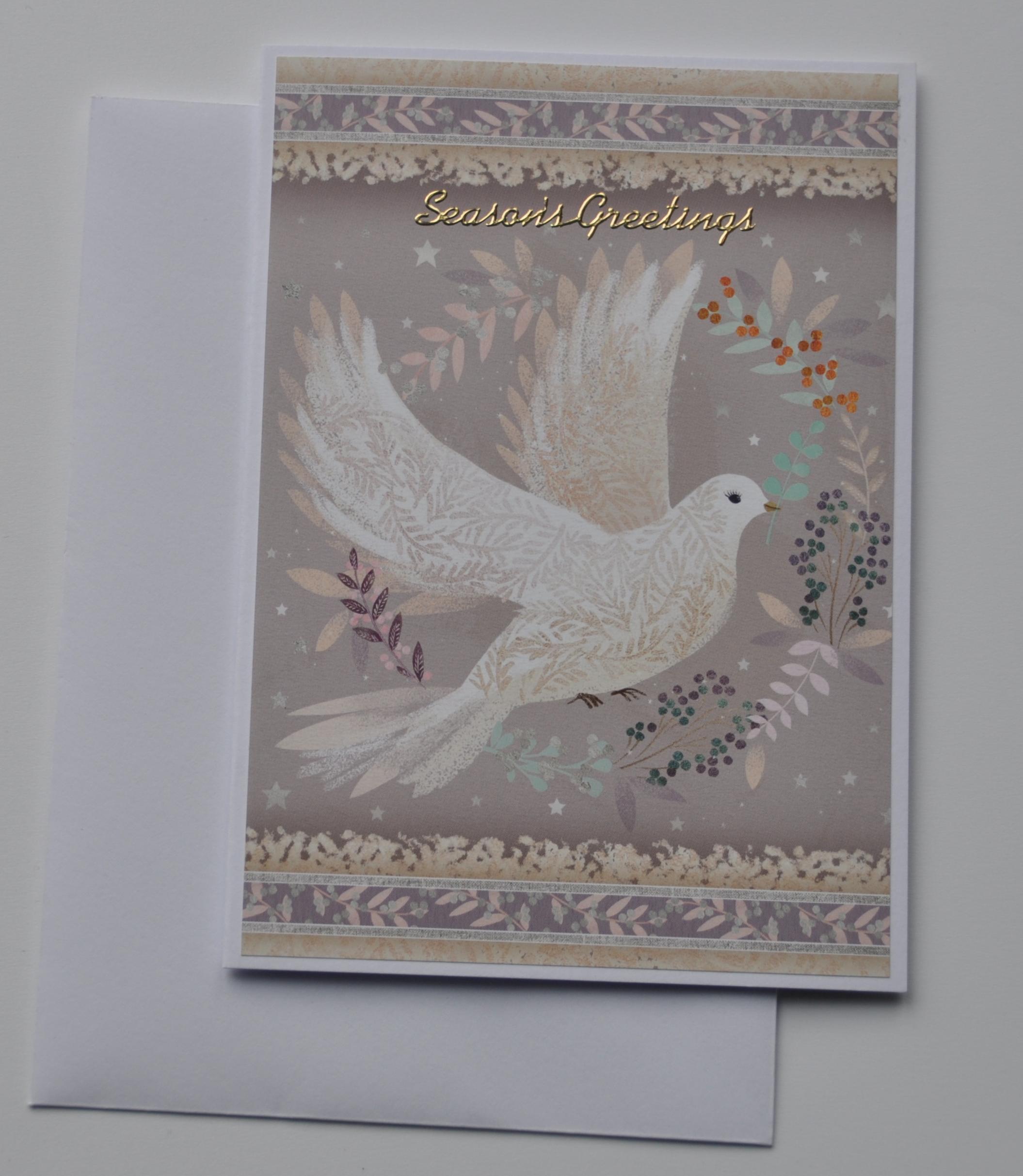 Handmade Christmas Card - Dove Peace Season's Greetings