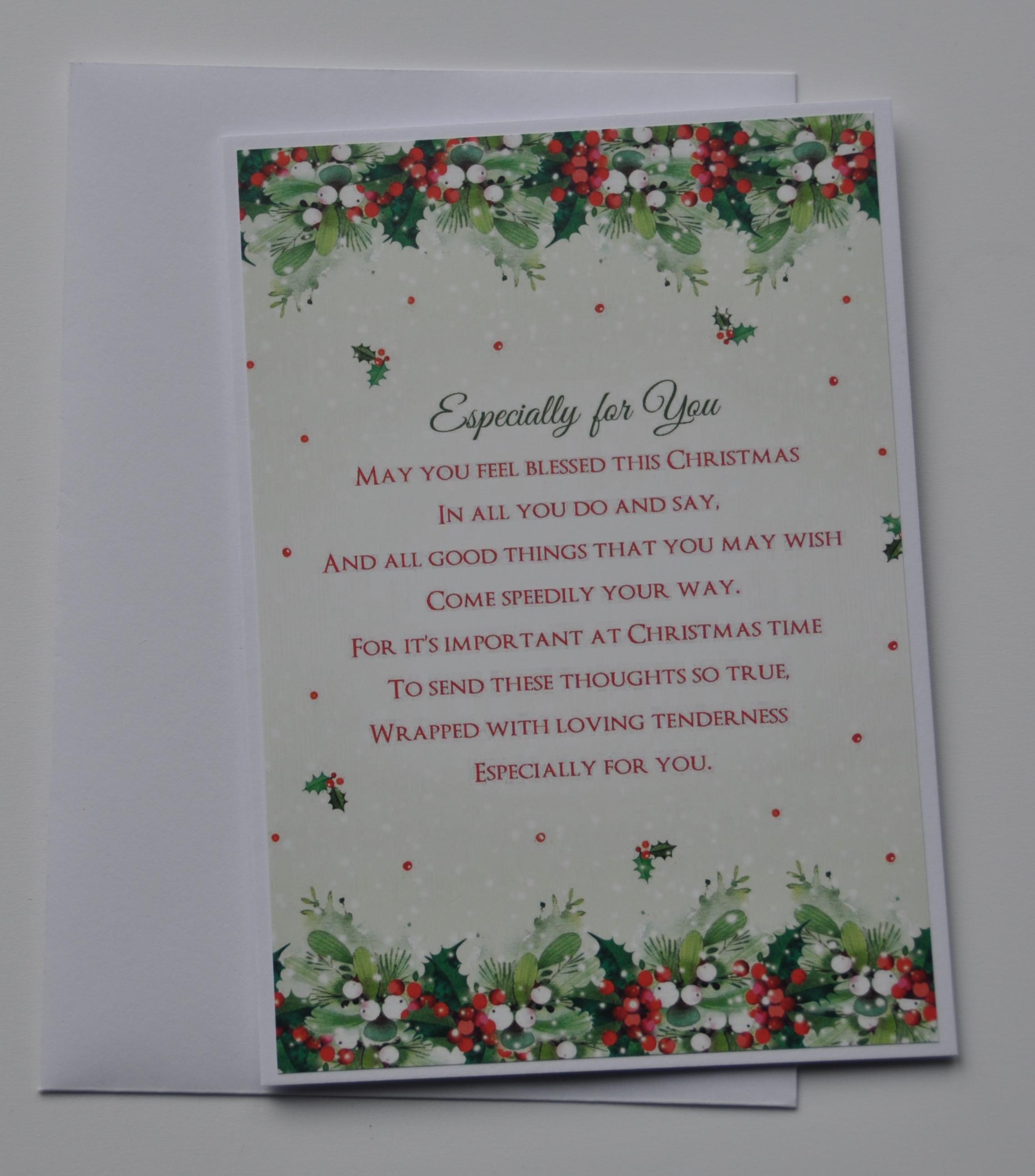 Handmade Christmas Card - Especially for You Poem