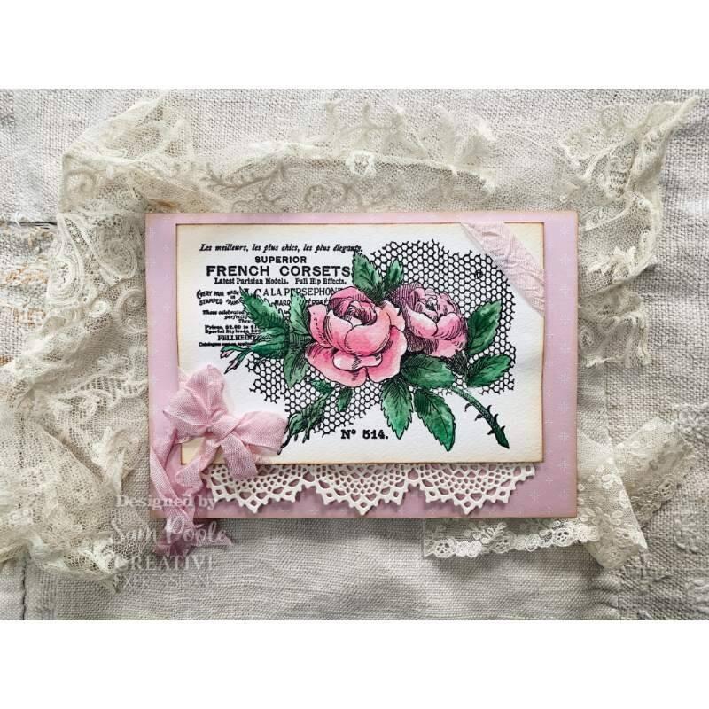 Creative Expressions Sam Poole French Rose 4 in x 6 in Clear Stamp Set