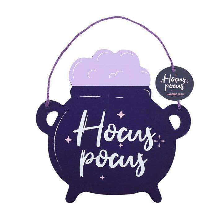 HOCUS POCUS CAULDRON SHAPED HANGING SIGN