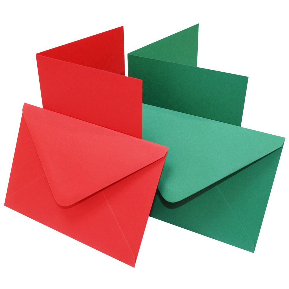 C7 RED AND GREEN CARDS & ENVELOPES - PACK OF 25