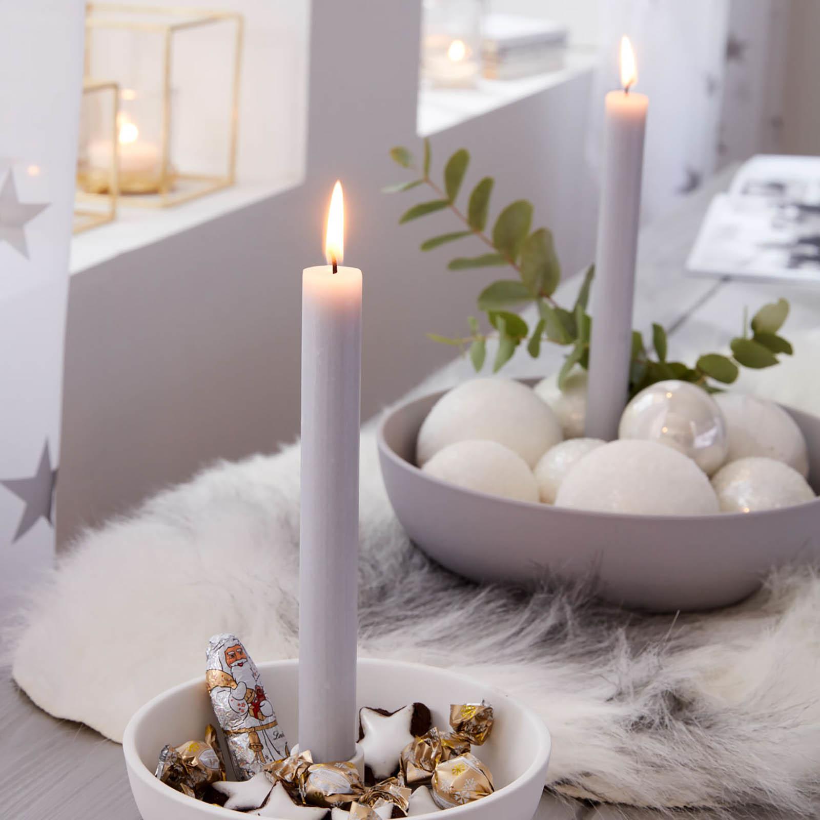 4 x Pure Natural Wax Dinner Candles - White