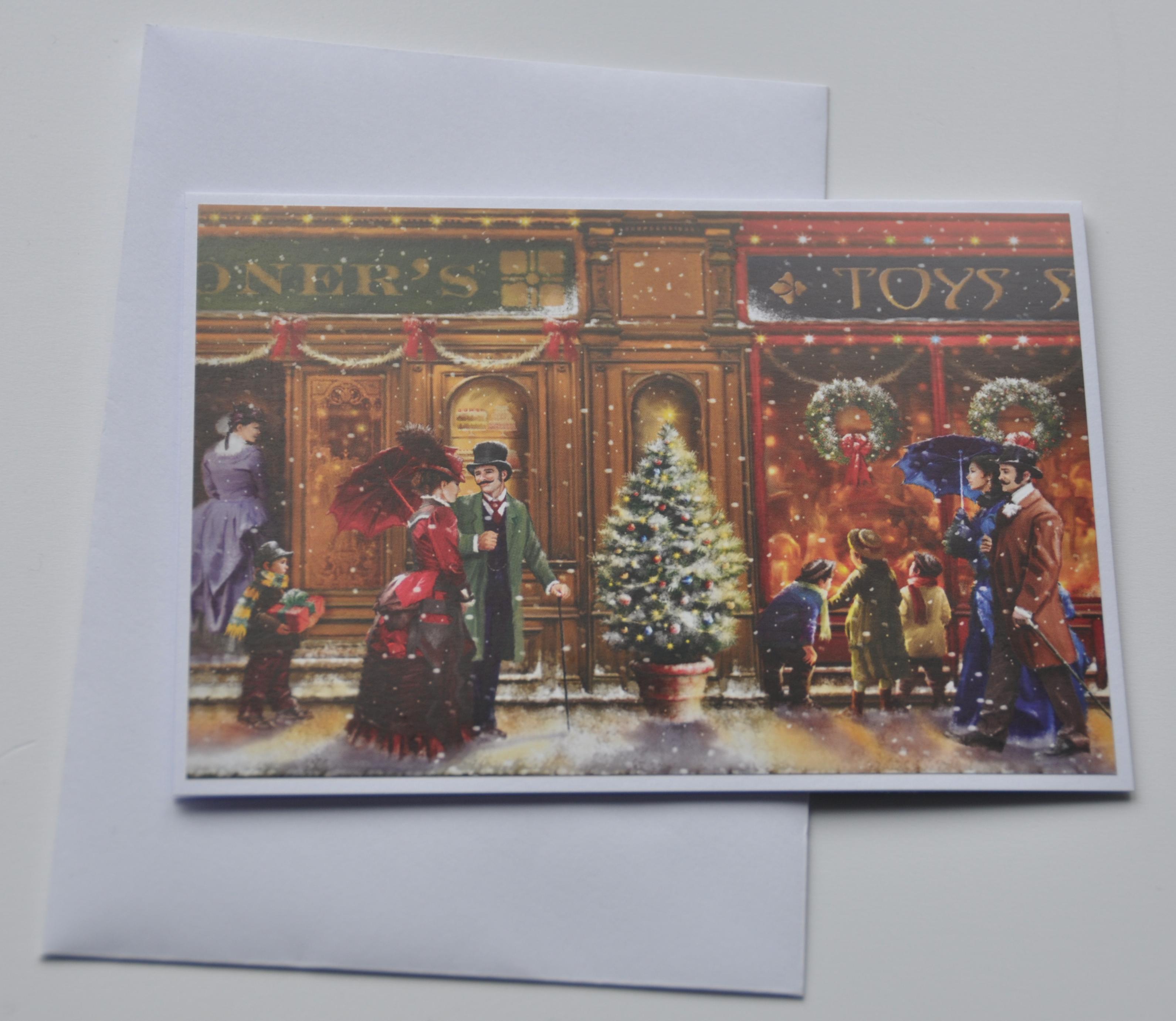 Handmade Christmas Card - Vintage Shopping Toys