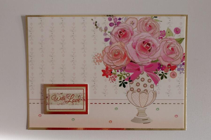 With Love Vase of Flowers Floral Handmade Card Topper
