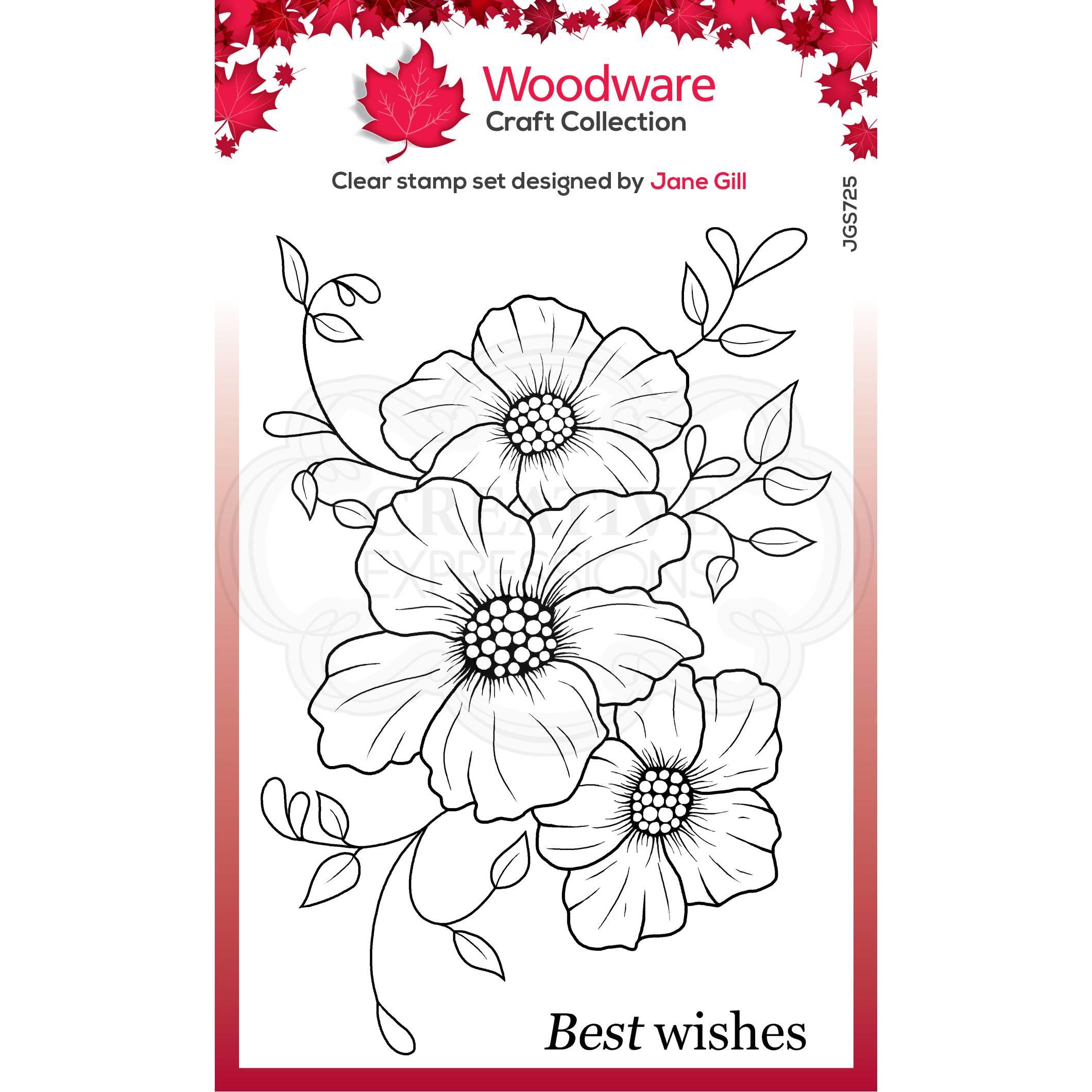 Woodware Jane Gill Petal Trio 4 in x 6 in Clear Stamp