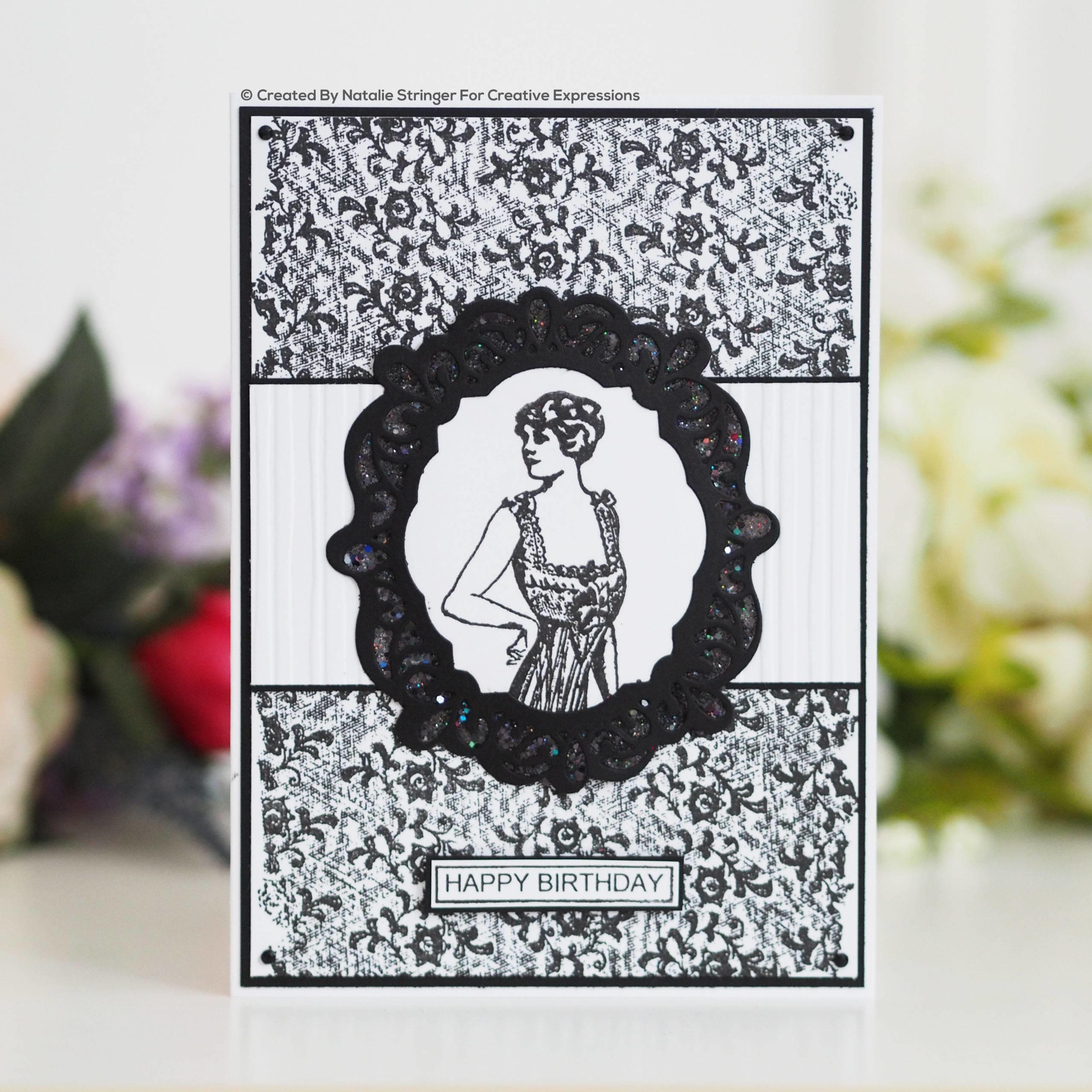 Creative Expressions Sam Poole Shabby Lace 6 in x 4 in Pre Cut Rubber Stamp