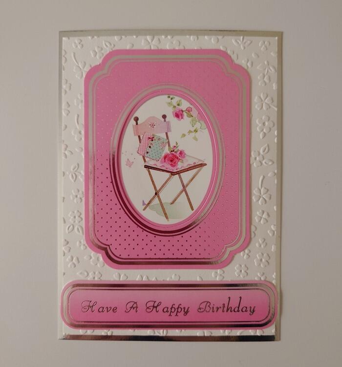 Have A Happy Birthday Floral Garden Chair Handmade Card Topper