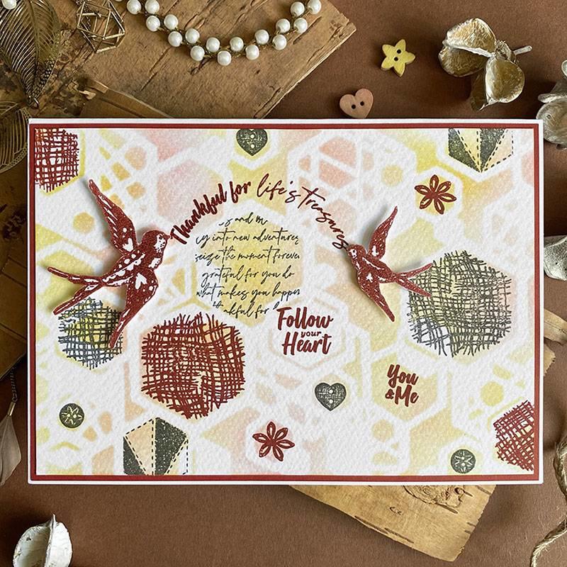 Angela Poole Natures Textures Hexagon Layering Stamps & Stencil Set