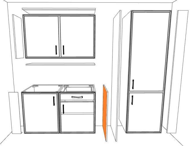 BEP/900/580 Base End Support Panel PVC E1L Depth 650mm H.900mm