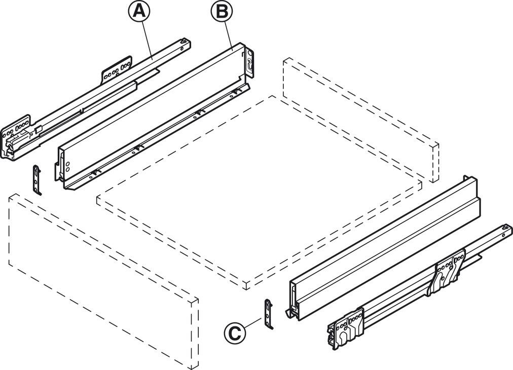 Full Drawer Box c/w runners - drawer front not included