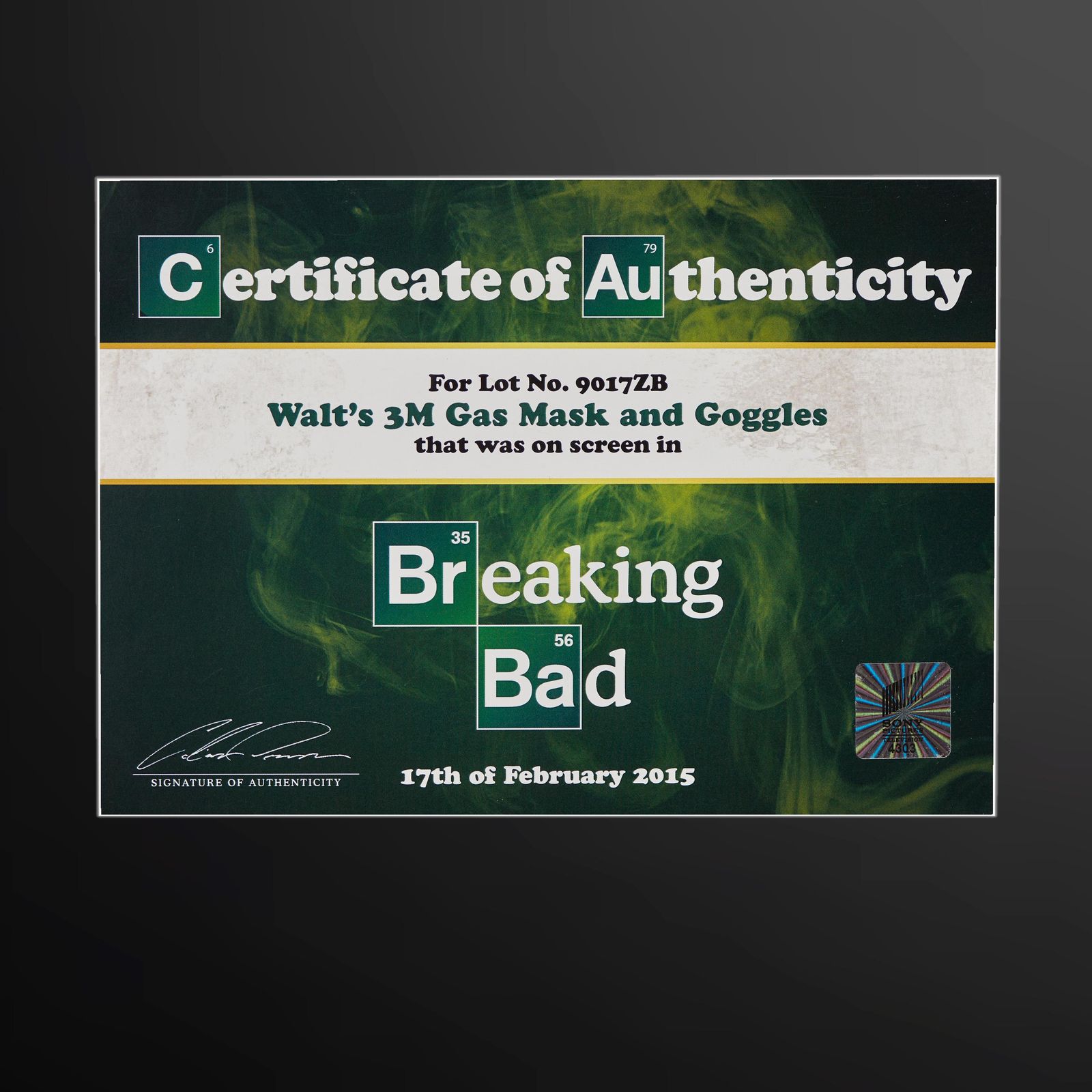 Walter White's Iconic Gas Mask: Breaking Bad Screen-Used Collectible