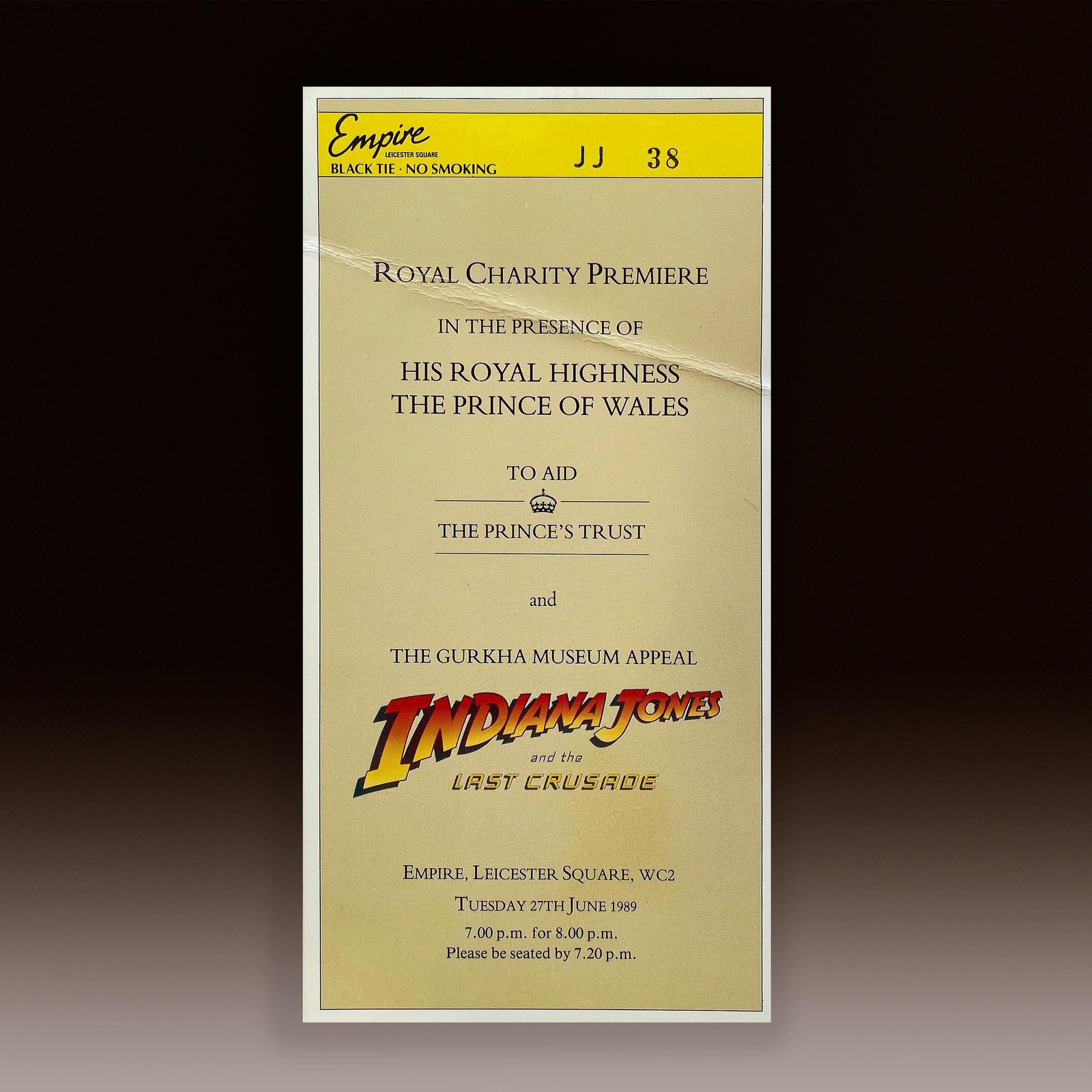 Highly Collectable Royal Premiere Ticket for Indiana Jones and The Last ...