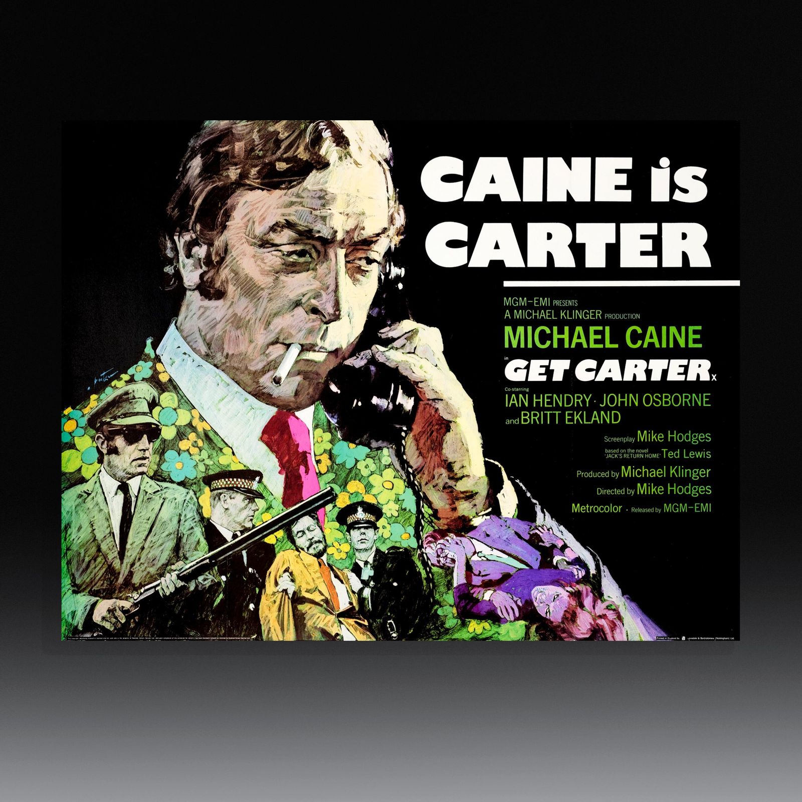 Iconic UK Quad Poster for 'Get Carter,' starring Michael Caine – 1971