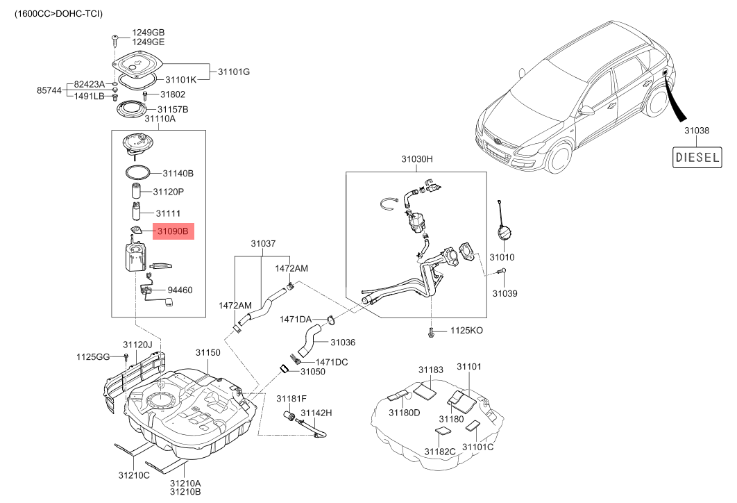 Kia Ceed / Picanto | Fuel Pump Filter | 3109007000 | GFN Parts