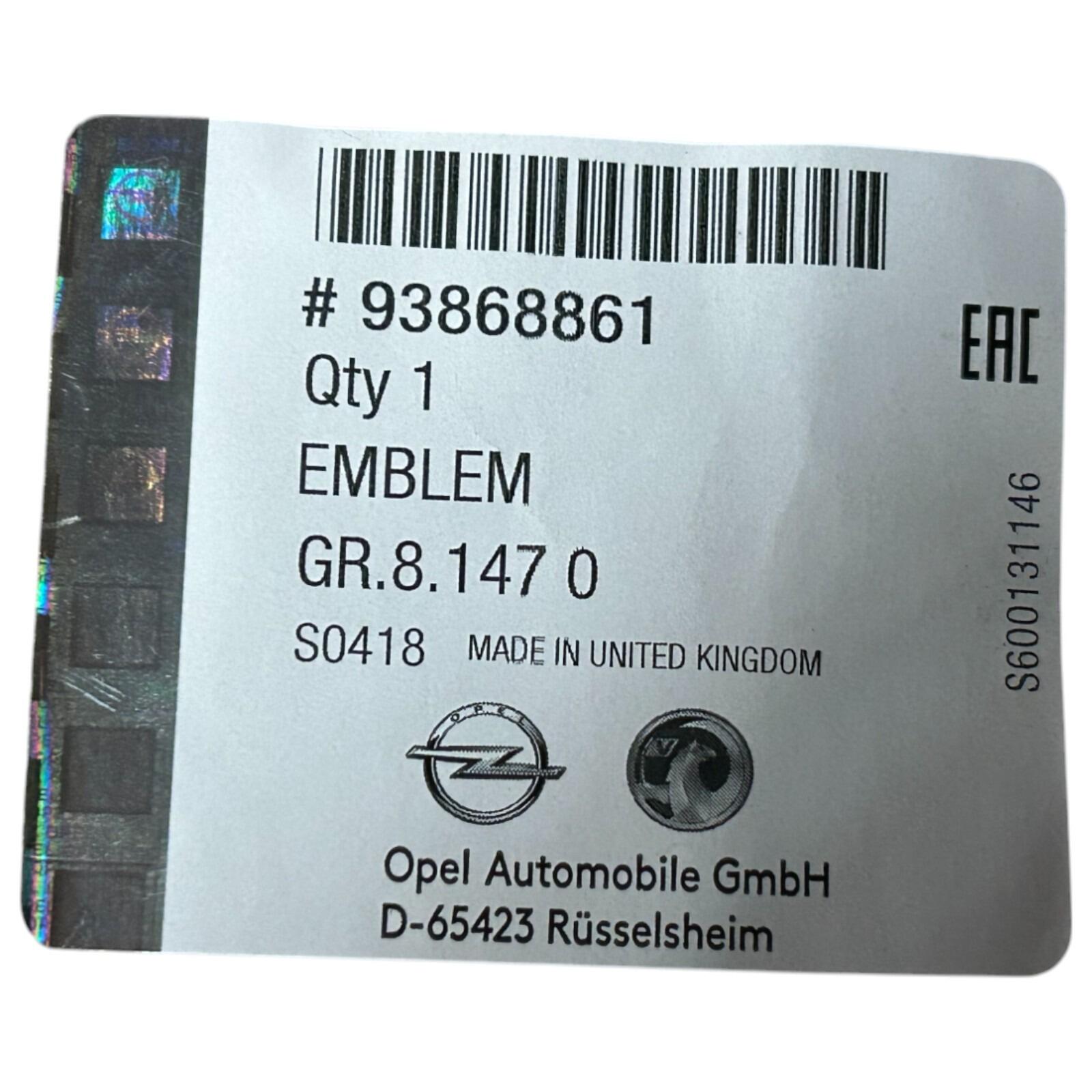 Genuine Vauxhall Vivaro B Radiator grille emblem (chrome) 93868861