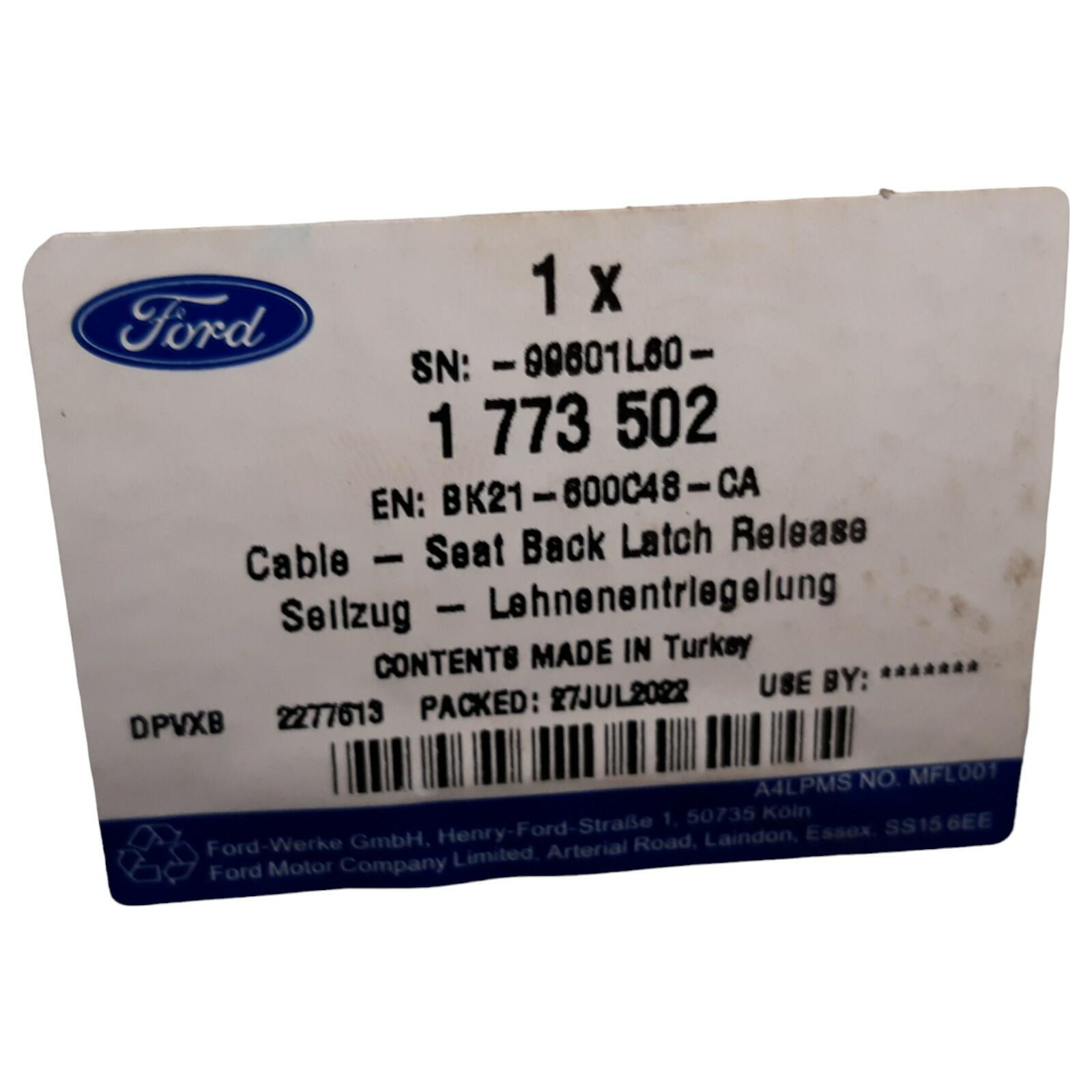 Genuine Ford Tourneo Custom (TTF) Back seat release latch cable 1773502