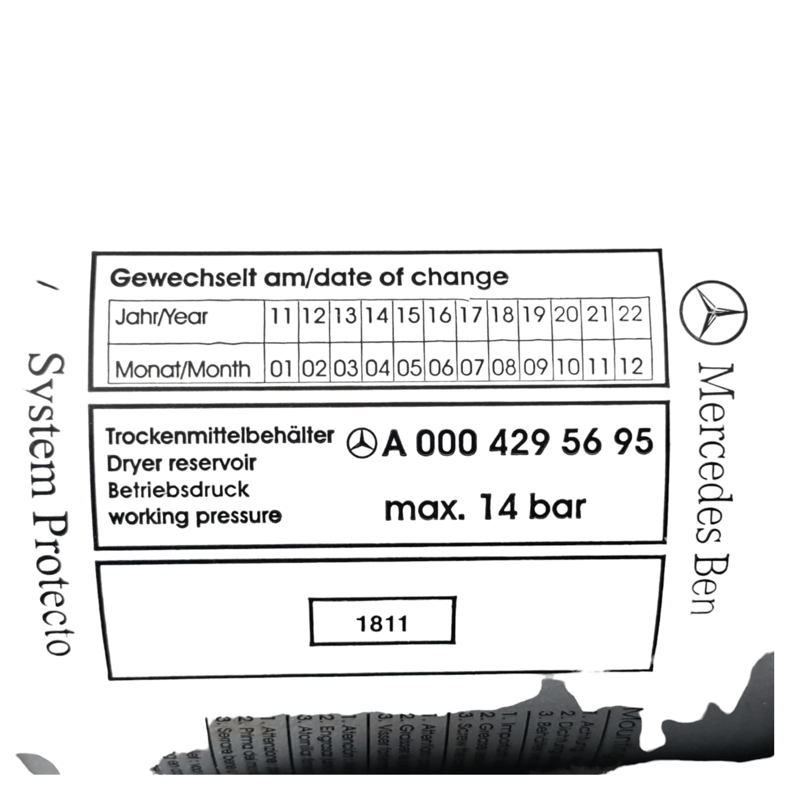 Genuine Mercedes Air dryer cartridge A0004295695