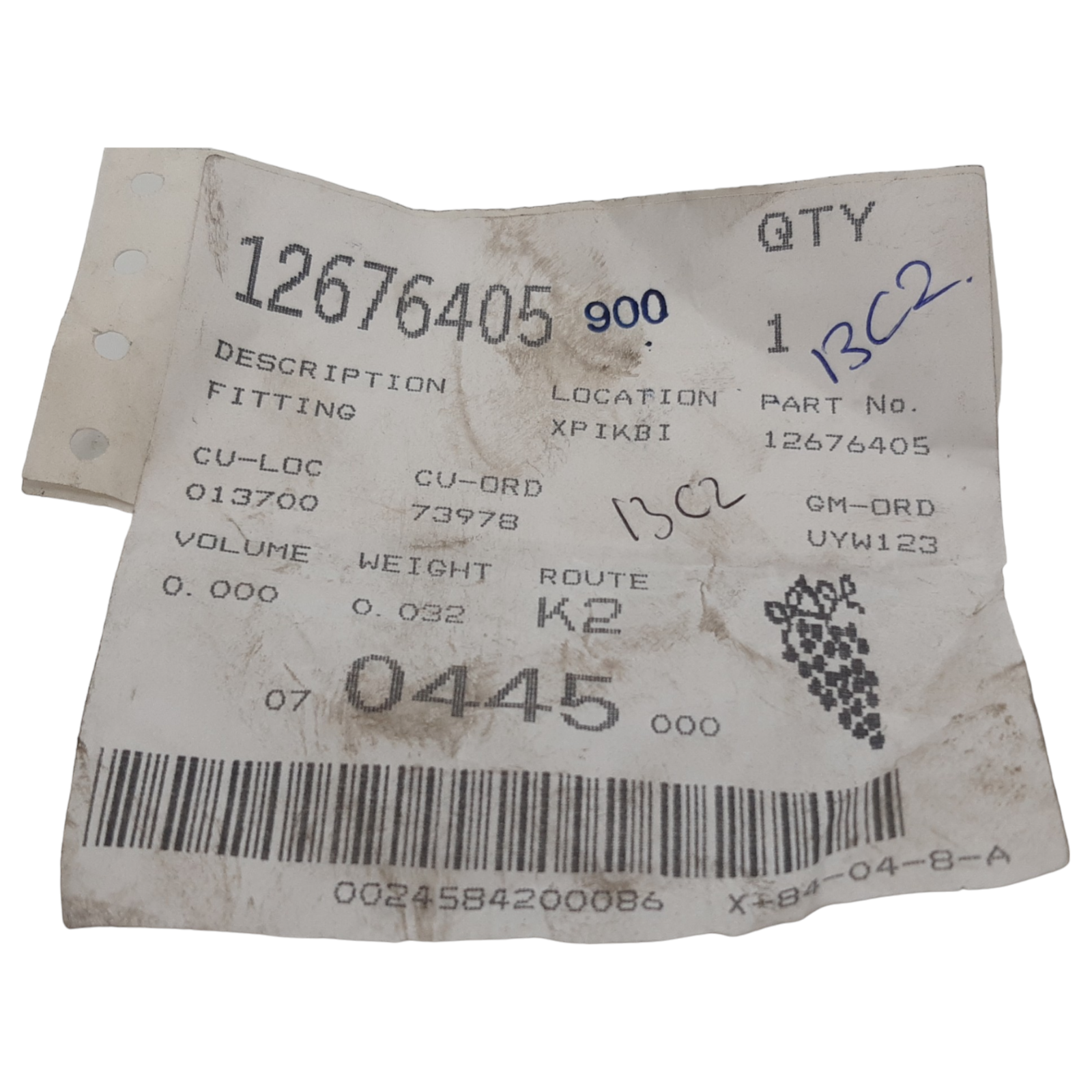 Genuine Vauxhall Turbocharger return pipe fitting 12676405