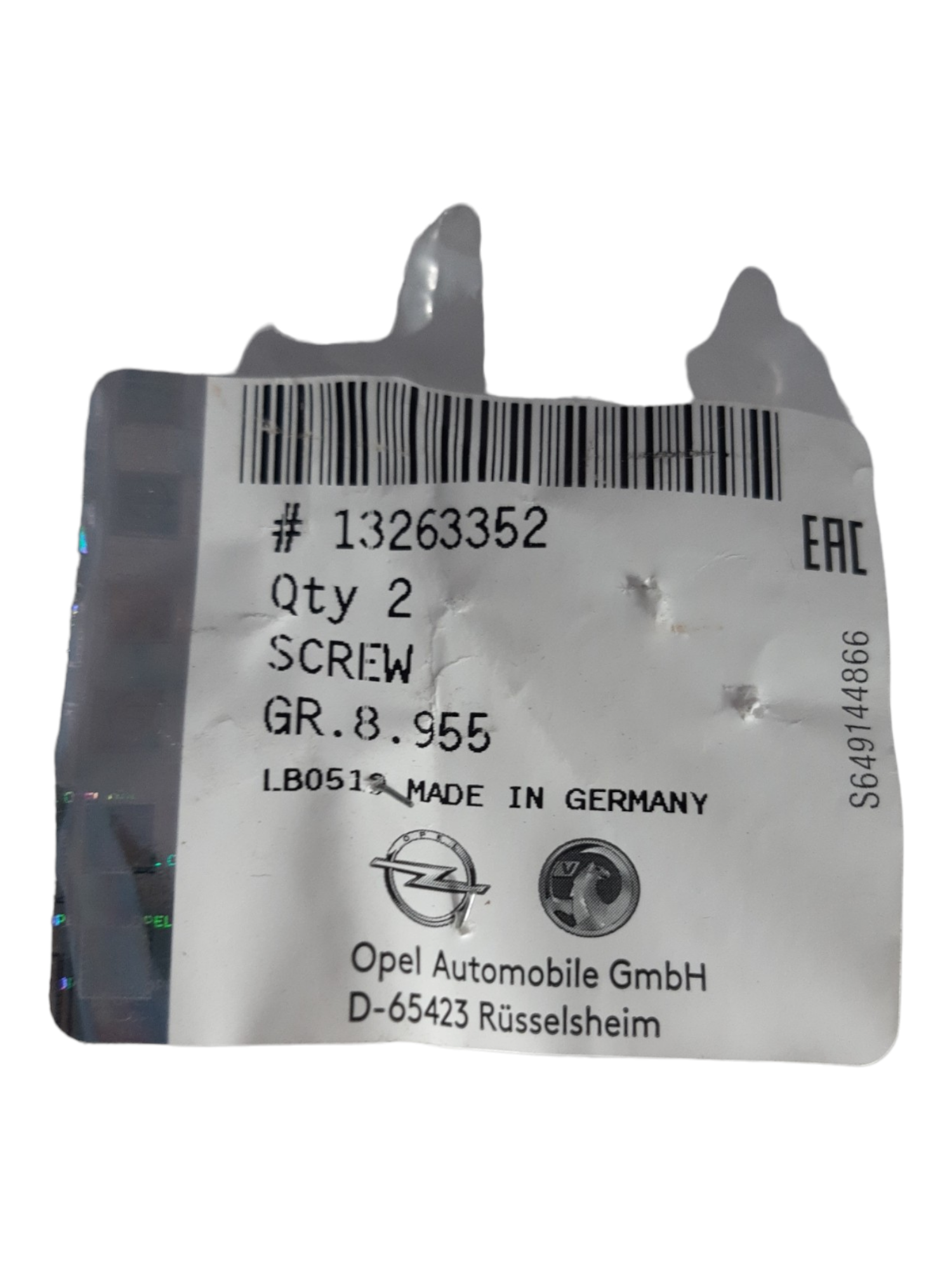 Vauxhall | Torsion Beam Rear Axle Linkage Hex Screw M12 x 161 ...