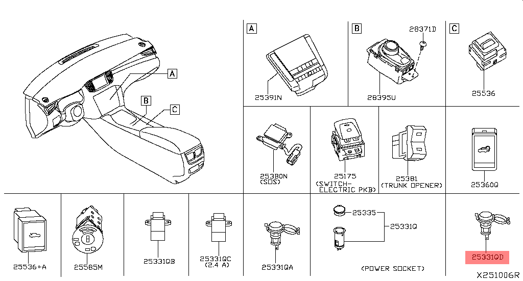 Nissan Leaf ZE1E | Power Socket Assembly | 253315NA0A | GFN Parts