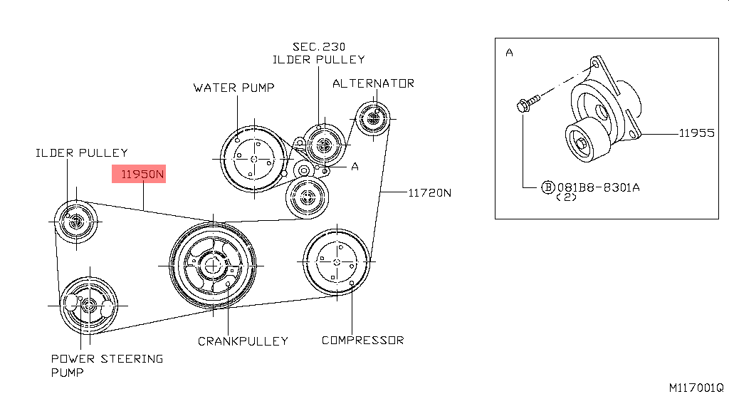 Nissan | Power Steering Oil Pump Belt | 11950EB70A | GFN Parts