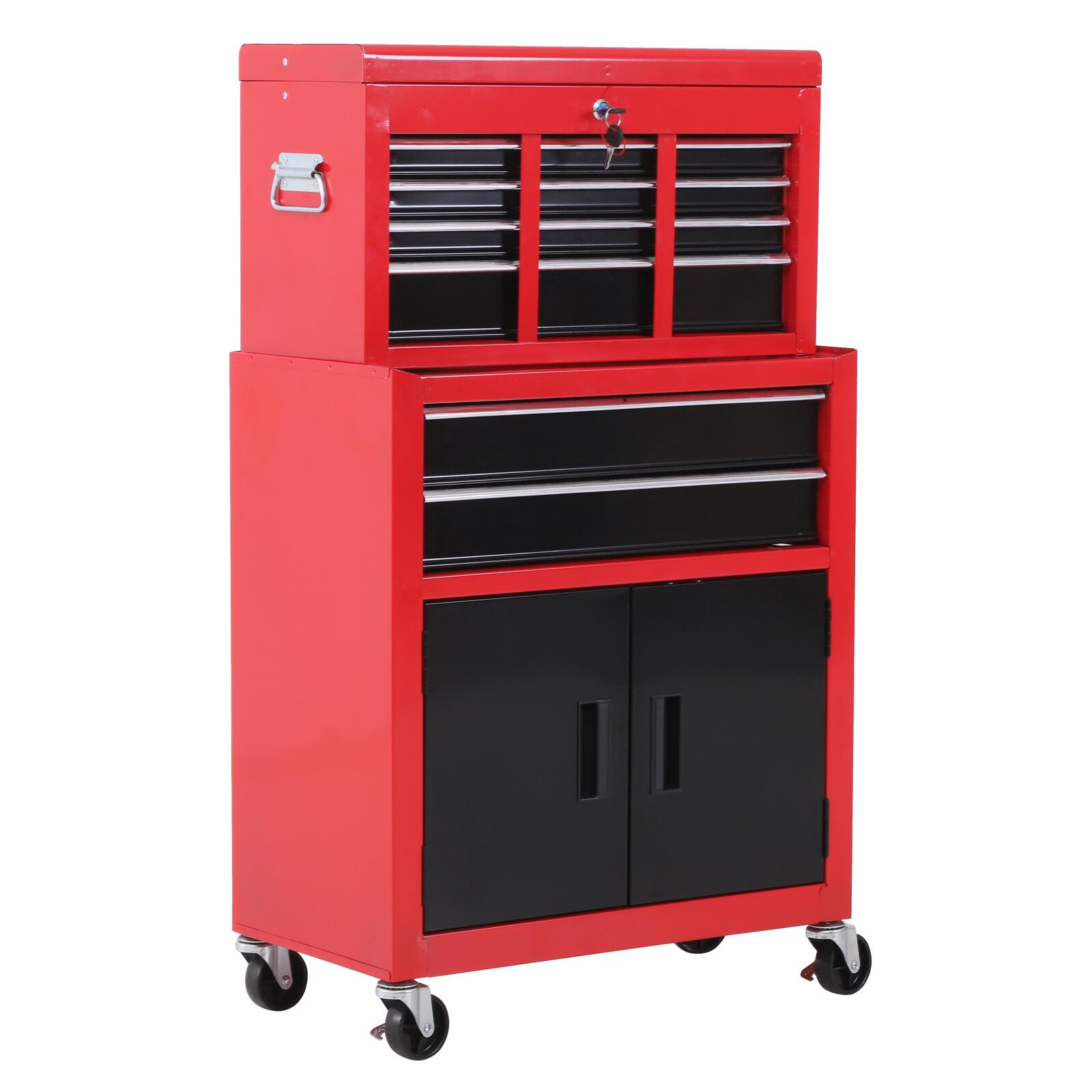 Portable Toolbox Tool Box Top Chest Cabinet Garage Storage Roll Cab Red ...