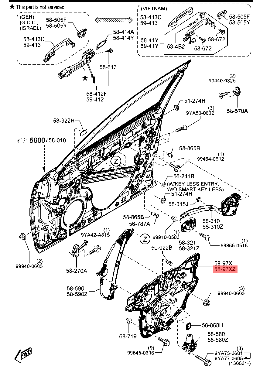 Mazda 6 | Front LH Door Carrier Module | GHR15997XB | GFN Parts