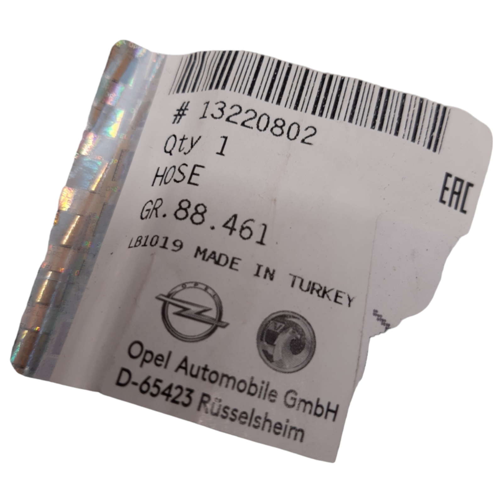 Genuine Vauxhall Meriva Corsa Heater hose 13220802