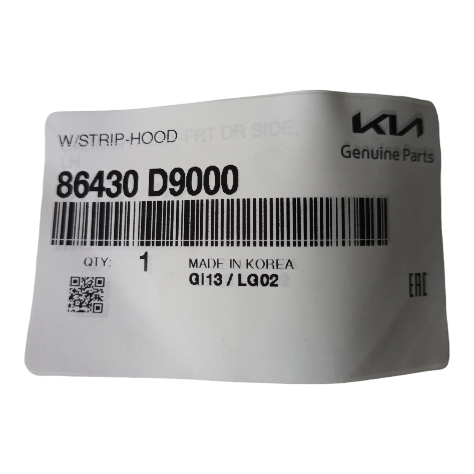 Genuine KIA Sportage (16) Front bonnet weatherstrip 86430D9000