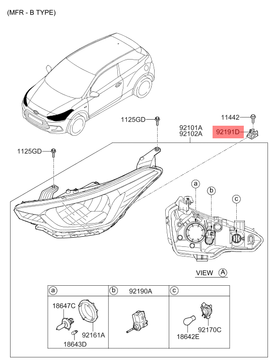 Genuine KIA Sportage Headlamp Mounting Clip 64172A4000