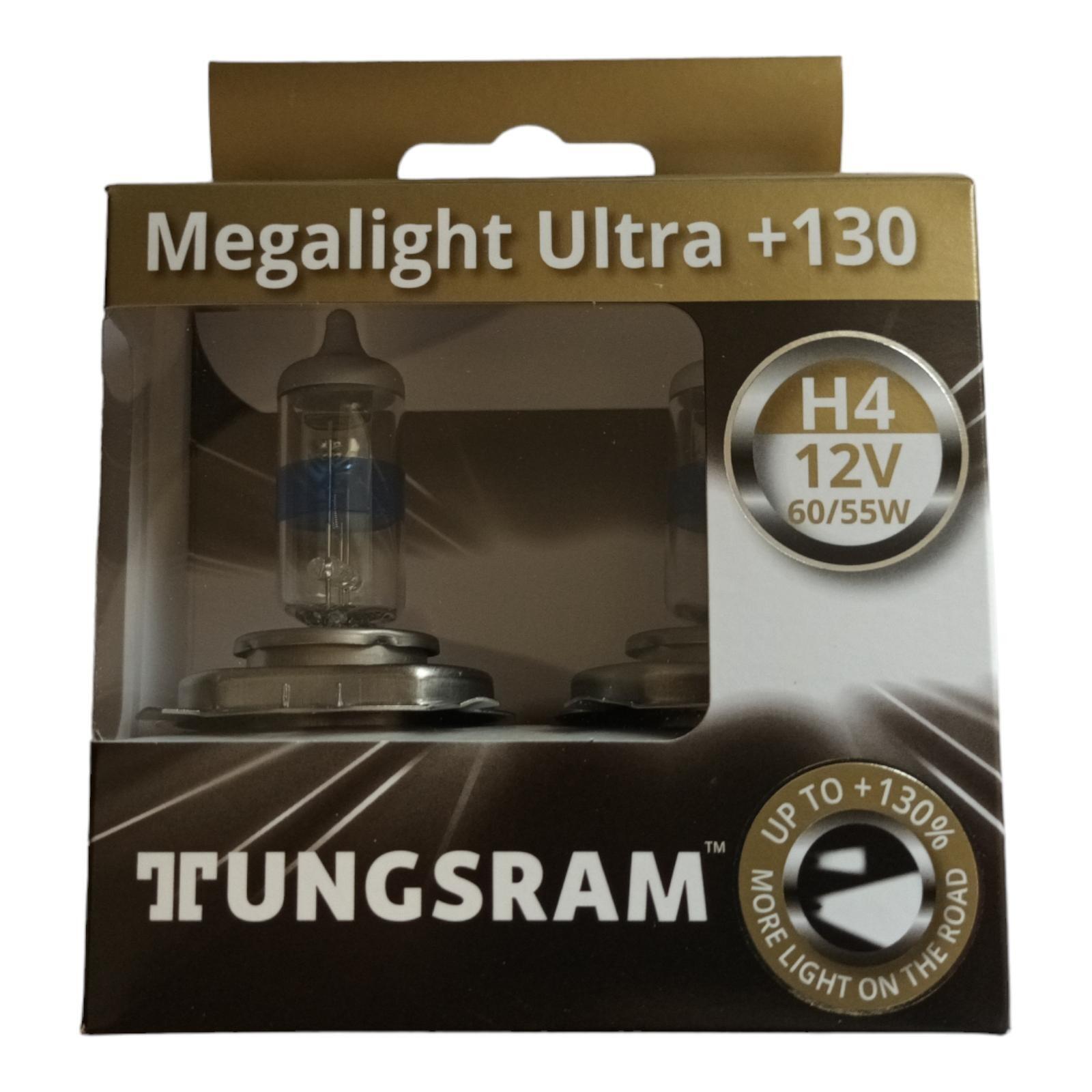 Tungsram | Megalight Ultra +130 H4 12V 60/55W Car Bulbs | 50440XNU ...