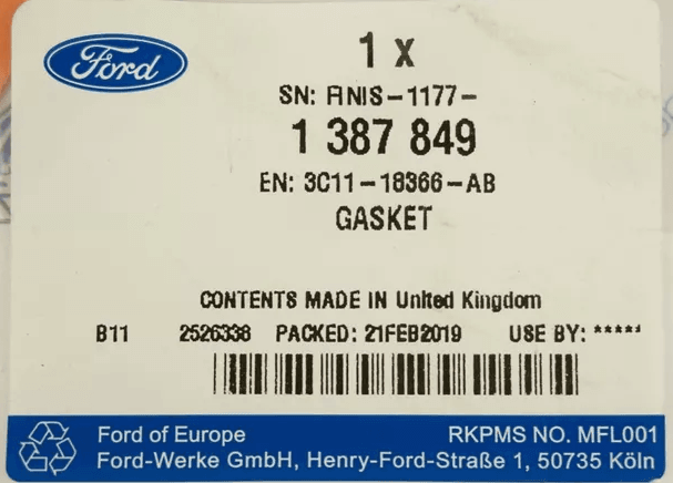 Ford Transit | Rear Axle Shaft Gasket | 1387849 | GFN Parts