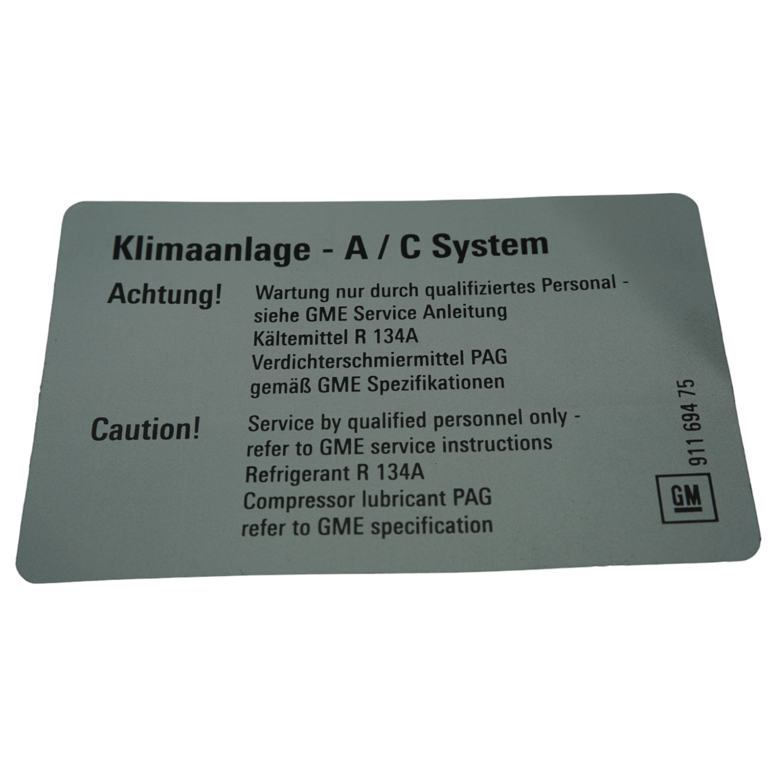 Vauxhall Vivaro A | Air Conditioning Label | 91169475 | GFN Parts