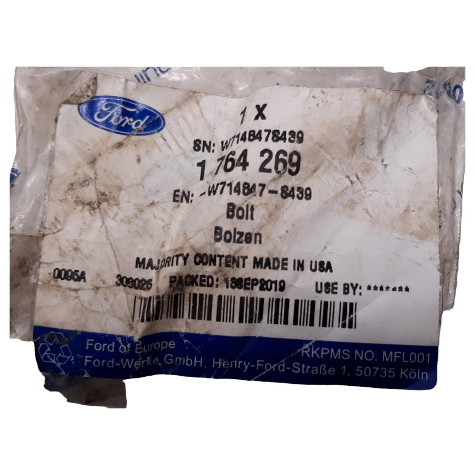 Genuine Ford Transit Custom rear wheel stud 1764269