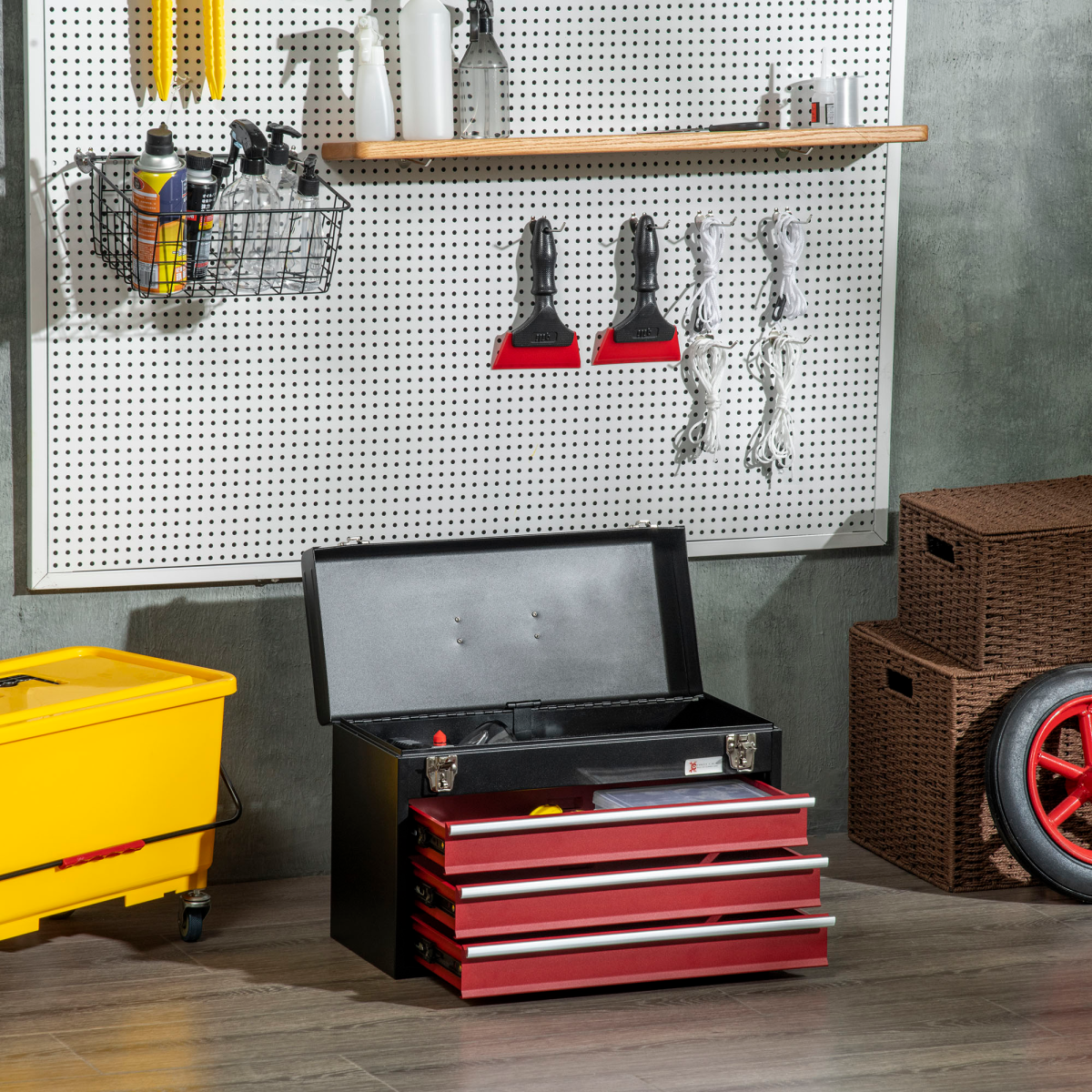 3 Drawer Tool Chest Lockable Tool Box w/ Ball Bearing Runners ...