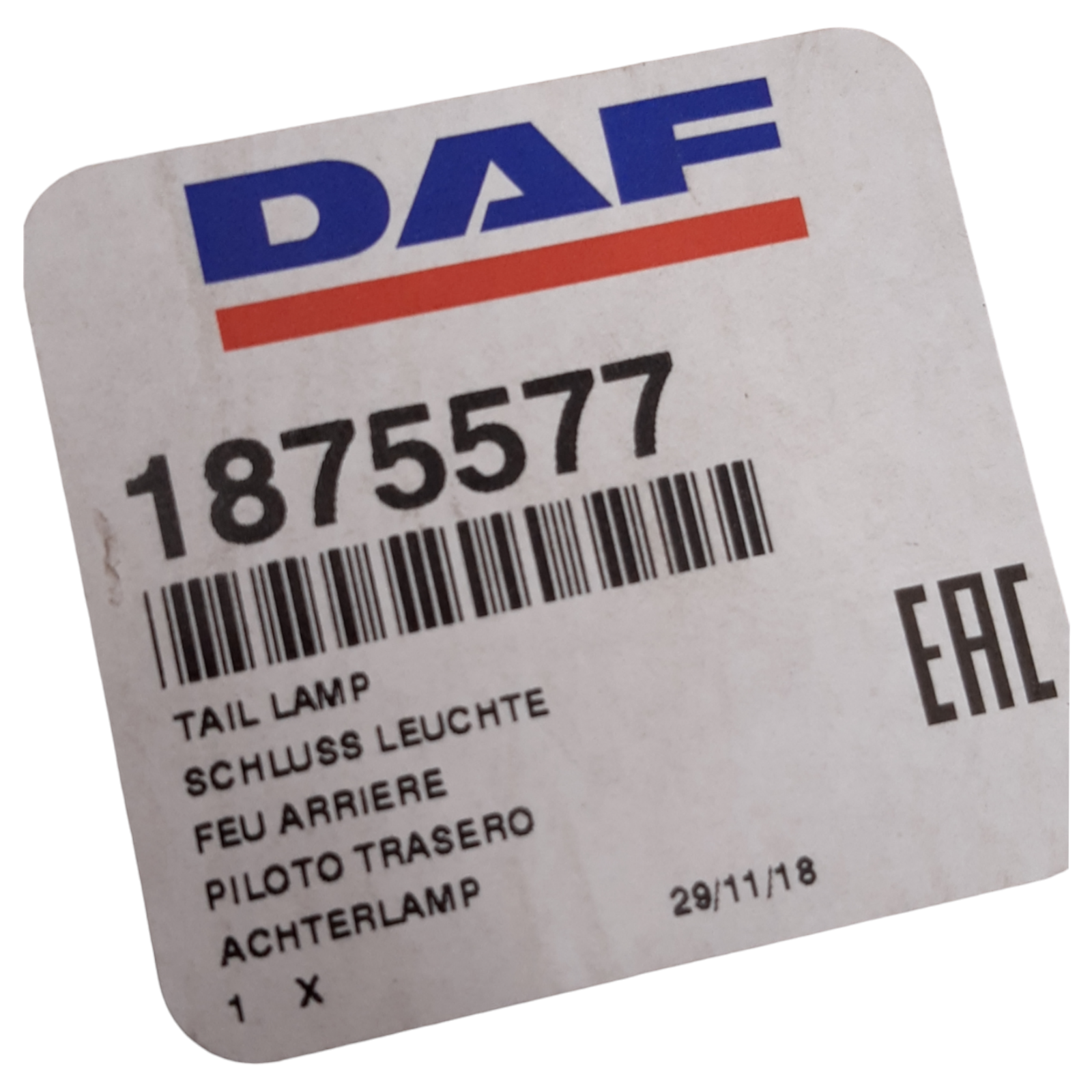 Genuine DAF CF XD XF XG XG+ LH NS Rear lamp assembly 1875577