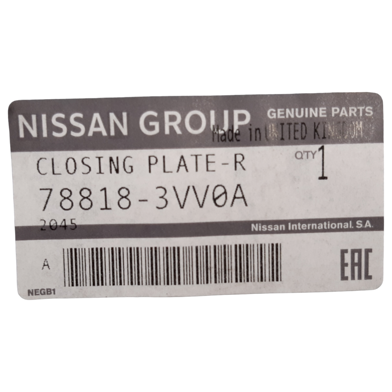 Genuine Nissan Note () RH OS Rear closing plate 788183VV0A – VIN Requi