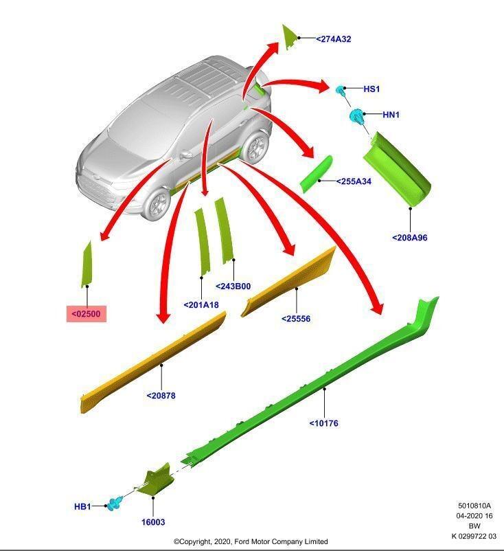 Ford EcoSport CR1 | LH A Pillar Moulding | 1784434 | GFN Parts