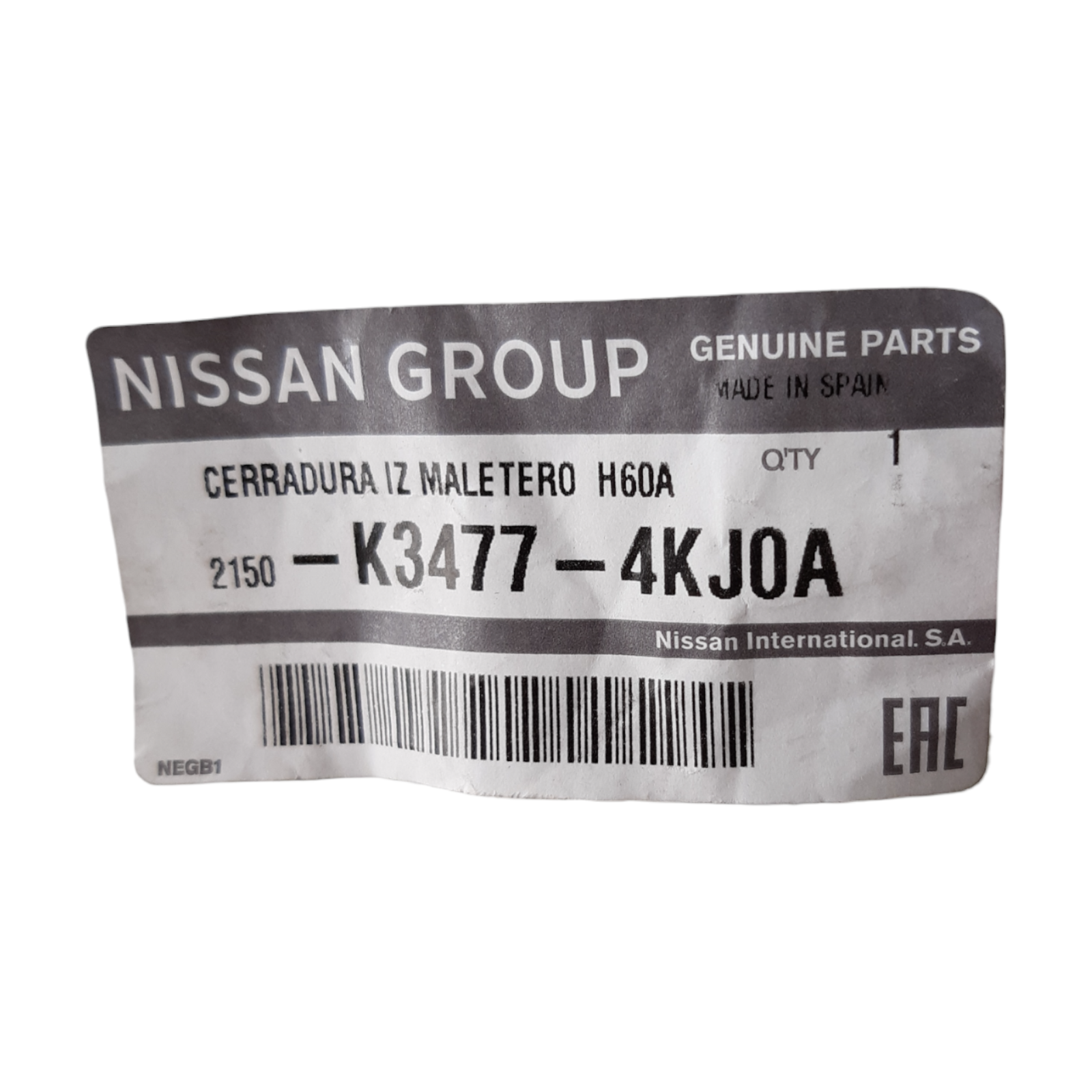 Genuine Nissan Navara (D23) Tailgate latch K34774KJ0A