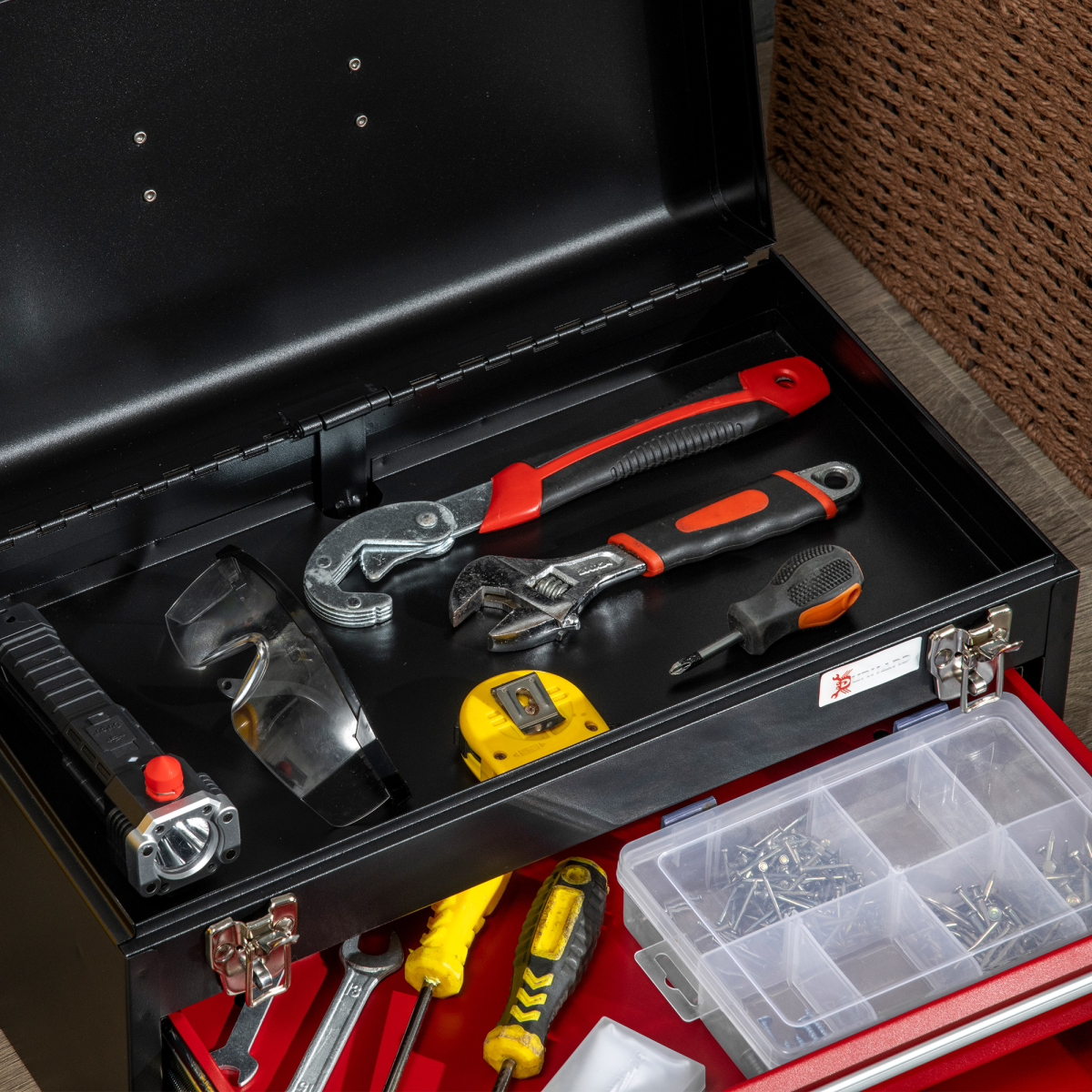 2 Drawer Tool Chest Lockable Tool Box w/ Ball Bearing Runners ...